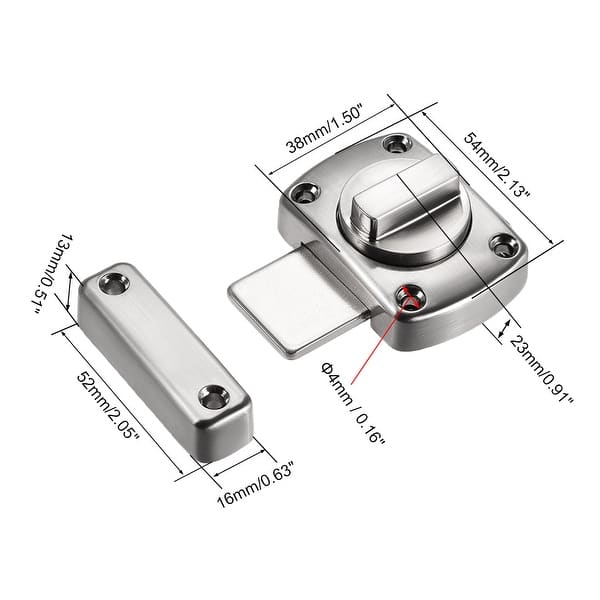 Rotate Bolt Latch, 1.5-inch Zinc Alloy Security Door Slide Lock, 2Pcs ...