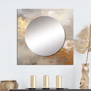 Designart "Beige And Gold Minimalism Storms" Storms Wall Mirror ...