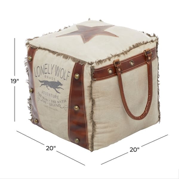 Fabric Rustic Pouf Paris 17 x 21 x 21 - Bed Bath & Beyond - 32134046