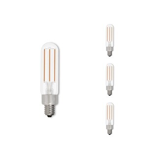 Bulbrite LED Filament Pack of (4) 4.5 Watt Dimmable T6 Light Bulb with Clear Glass Finish and ...