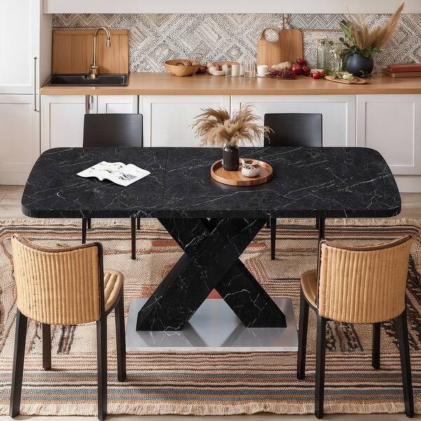 black square extending dining table