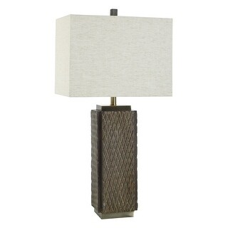 Sorrel Brown Table Lamp - Diamond Patterned Brushed Brown Body - Cream ...