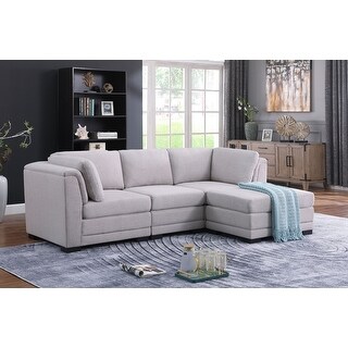 Reversible Modular Sectional Sofa with Ottoman in Light Gray - Bed Bath ...