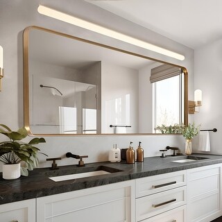 71"x28" Morden Round Angle Rectangle Golden Alloy Aluminium Framed Full ...