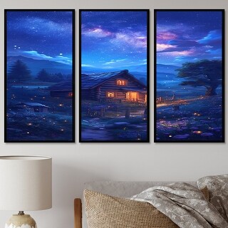 Country House On The Mountain Magical Night - Countryside Wall Art Set ...