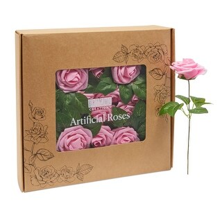 Artificial Pink Flowers Bulk, 60 Foam Roses, 60 Stems, and 16 Leaf ...