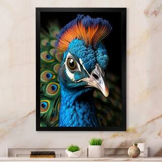 Designart "Peacock Animal Protrait" Animals Peacock Framed Wall Decor ...