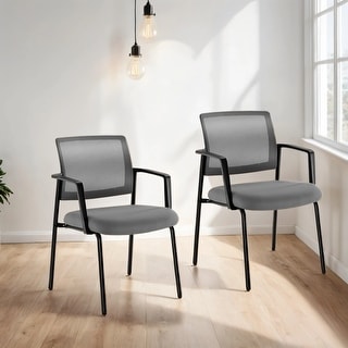 Mesh Back Stacking Arm Chairs, Upholstered Stacking Chairs, 2 pack ...