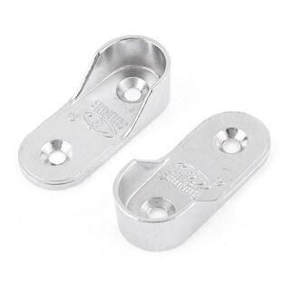 2pcs Household Wardrobe Rail Bracket Hanging Pipe Supporter Silver Tone ...