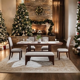 6-Piece Dining Table Set for 6, Extendable Wood Dining Table with ...