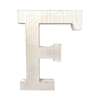 16" Distressed White Wash Wooden Initial Letter F Sculpture - Bed Bath ...