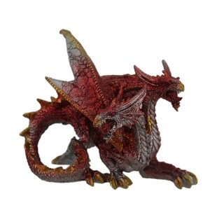 Hand Painted Red Glitter Two Headed Dragon Statue - 5 X 6 X 6 inches ...