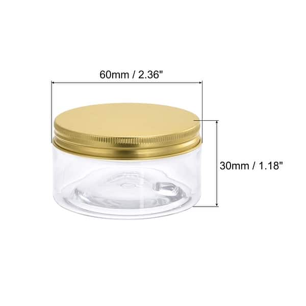 Round Plastic Jars with Aluminum Screw Top Lid, Gold Tone, 4Pcs - Bed ...