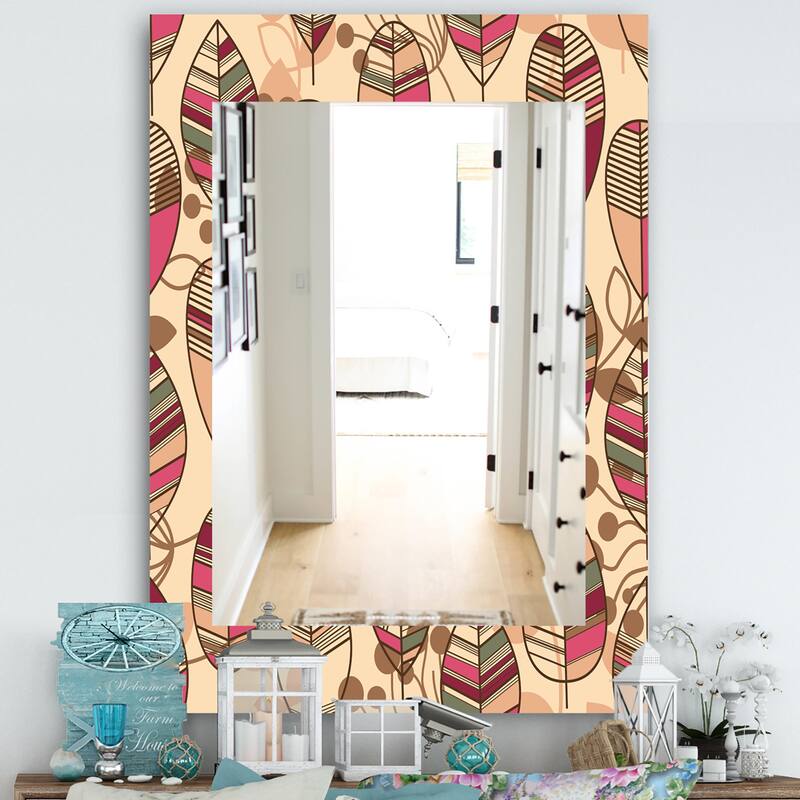 Designart 'Retro Autum Flowers' Bohemian and Eclectic Mirror ...