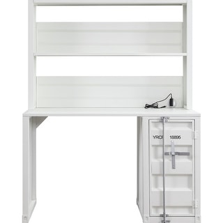 Container Design Metal Writing Desk with Hutch in White - Bed Bath ...