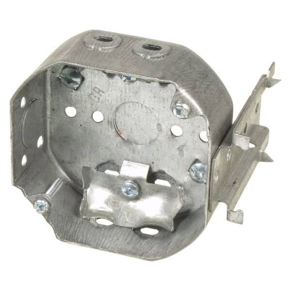 4 in. x1.5 in. Octagon Galvanized Steel Junction Box with Mounting ...