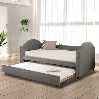 JASIWAY Full Size Upholstered Daybed with Pull-out Trundle - Bed Bath ...