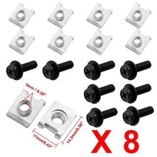 8pcs Spring Metal U-type Clips with Screws Trim Panel Fasteners - Black ...