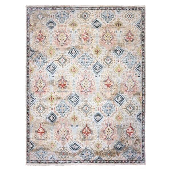 Shahbanu Rugs Alabaster White Shaved Down Hand Knotted Zero Pile ...