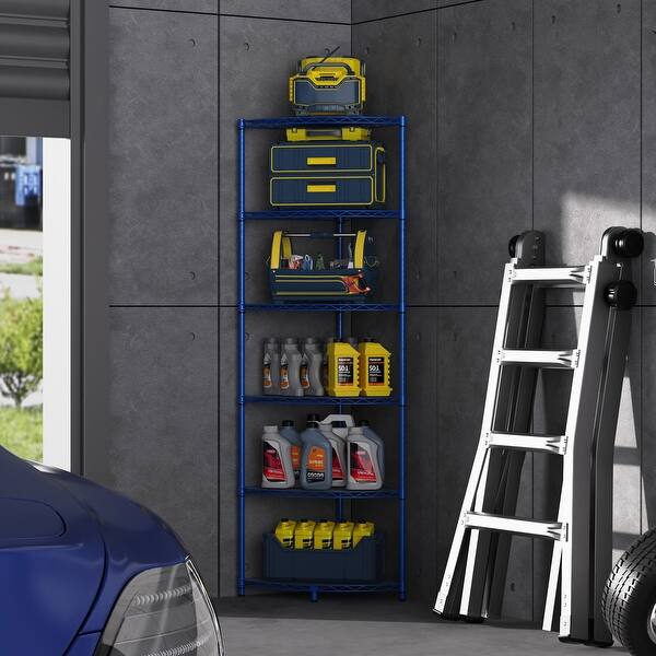 Blue Open Storage Rack 6-tier Corner Display Cabinet Plant Stand - Bed ...