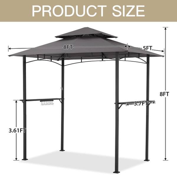 AECOJOY 8' x 5' Outdoor Grill Gazebo 2-Tier Waterproof BBQ Grill Tent ...