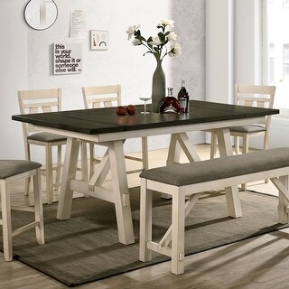 Furniture of America Caduceus Farmhouse Ivory 78-inch Counter Height ...