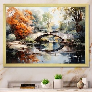 Designart "Beige Bridge Impressionist Crossing An II" Architecture ...