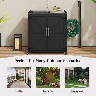 Outdoor Modular Kitchen Sink Station with Adjustable Faucet and Steel ...