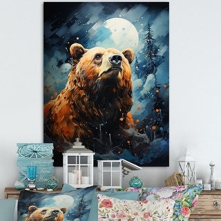 Designart "Portrait Of A Moonlight Bear On Mountain" Bear 2 Wall Art ...