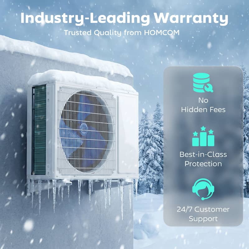 HOMCOM 9100 BTU Mini Split Air Conditioner and Heat Pump, 20.5 SEER2 ...