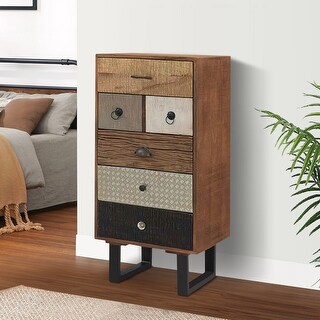 42 Inch Tall Dresser Chest, Multicolor, 6 Drawers, Sturdy Sled Base ...