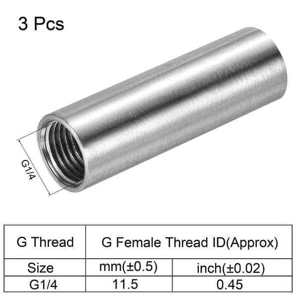 3x 304 Stainless Steel G1/4 Female DN8 Straight Pipe Coupling Fitting ...