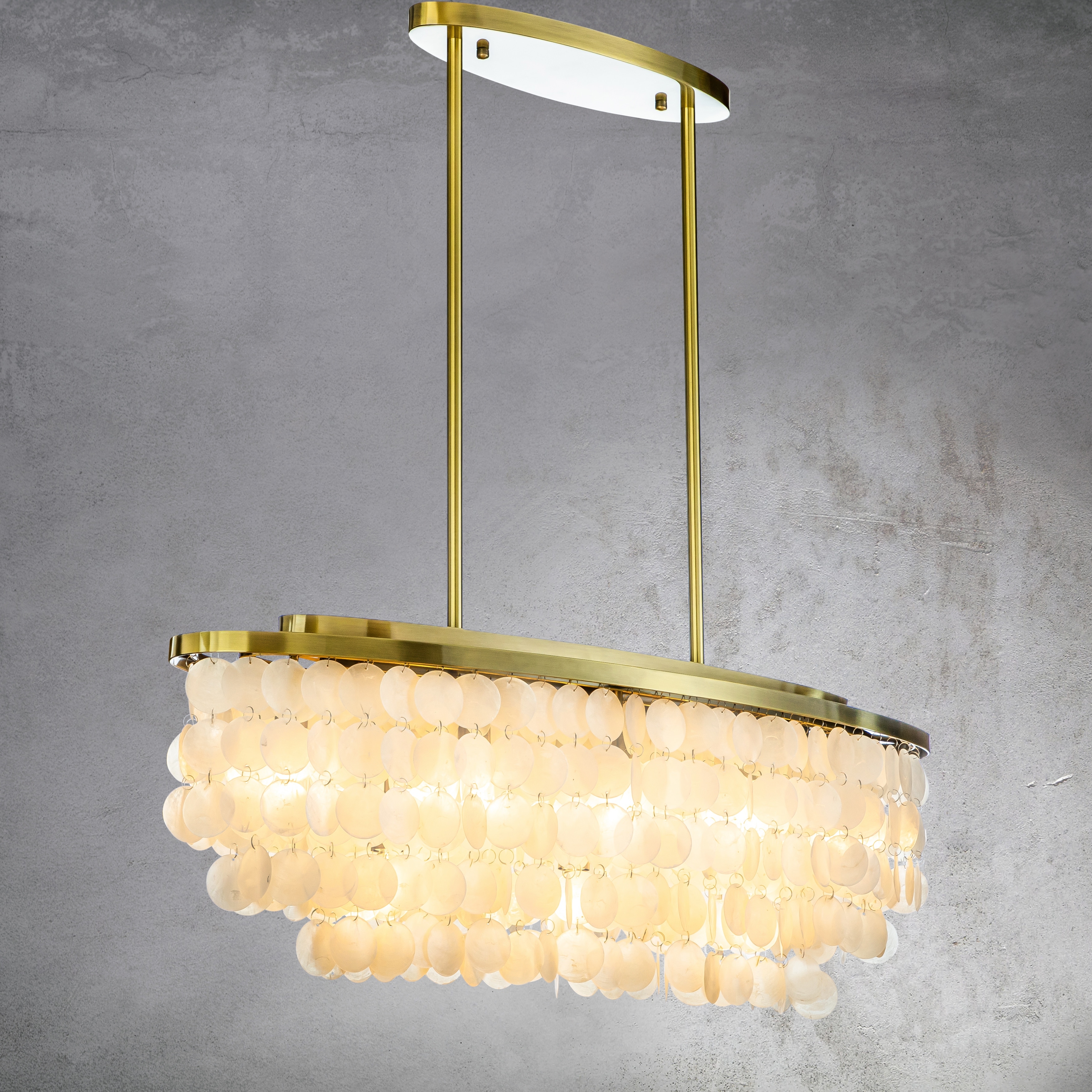 11-Light Farmhouse Coastal Natural Capiz Shell Tiered Chandelier for ...