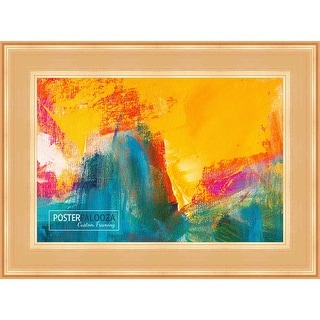 34x22 Contemporary Gold Complete Wood Picture Frame with UV Acrylic ...