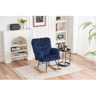 Blue Rocking Chair Plush Lounge Chairs with Waist Pillow for Nursery ...