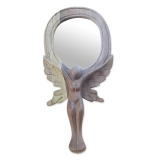 Novica Handmade Angel Reflection Wood Hand Mirror - Bed Bath & Beyond ...