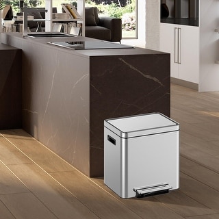8/9.5/10.6 Gallon Dual Trash Can, 15L*2/18L*2/20L*2 Stainless Steel ...