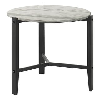 Myranda Faux White Marble and Black End Table - Bed Bath & Beyond ...