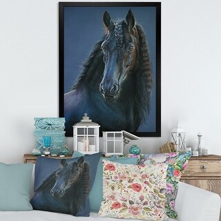 Designart "Frisian Horse Portrait" Farmhouse Framed Art Print - Bed ...