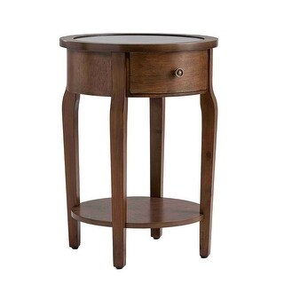 Round Side Table w Drawer, Round Wooden Accent Table Wood End Table ...