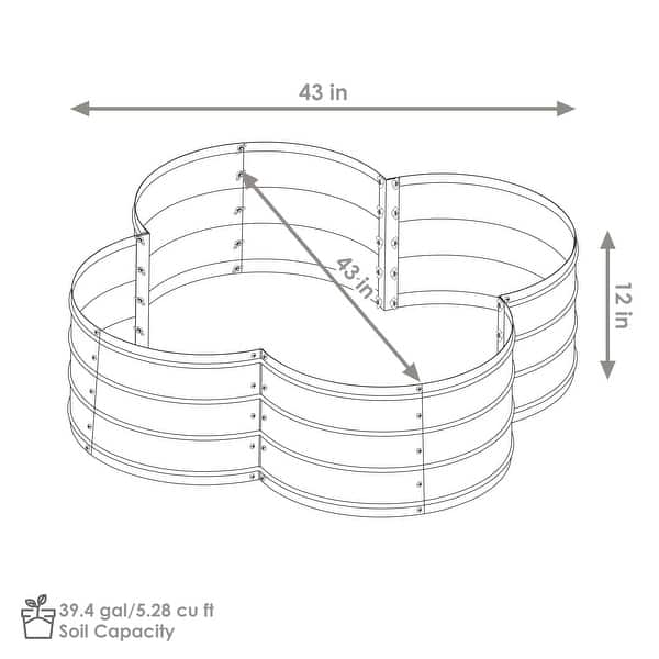 Sunnydaze 4-Leaf Clover-Shaped Galvanized Steel Raised Garden Bed - Bed ...
