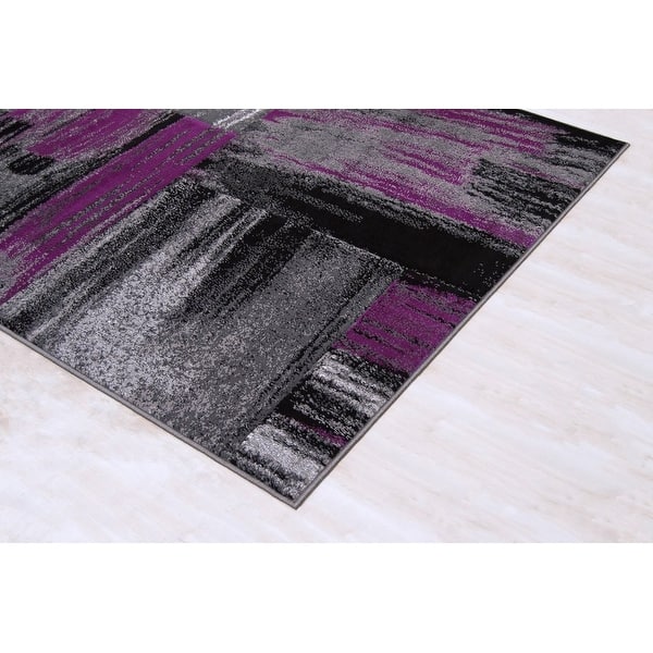 HR Purple Grey, Silver, Black, Abstract Contemporary Design Brush ...