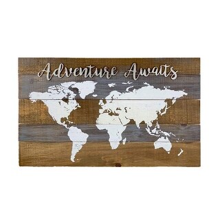 Adventure Awaits World Map Wood Wall Decor, Decoartive World Map - Bed ...