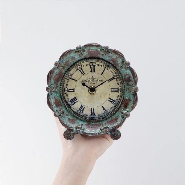 Metal Analog Desk Clock with Feet Stand for Living Room Decor - On Sale ...