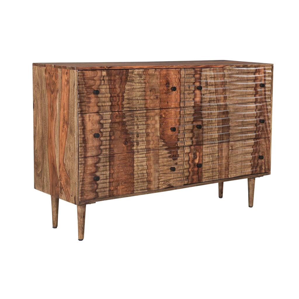 Porter Designs Waves Mid-Century Modern Solid Sheesham Wood Dresser ...