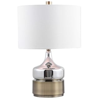 Glass Base Table Lamp with White Drum Shade - 23" - Chrome - Bed Bath ...