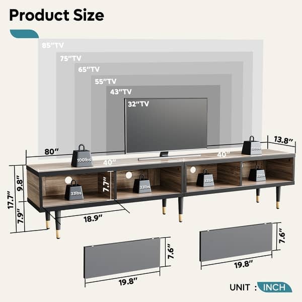 Modern TV Stand up to for 85 inch TVs Entertainment Center with Storage ...