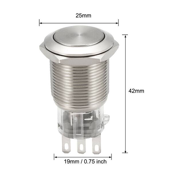 Latching Push Button Switch 19mm Mounting 1NO 1NC 250V 5A with Socket ...