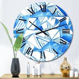 Designart 'Triangular Light Blue Geometrics On White II' Patterned wall ...