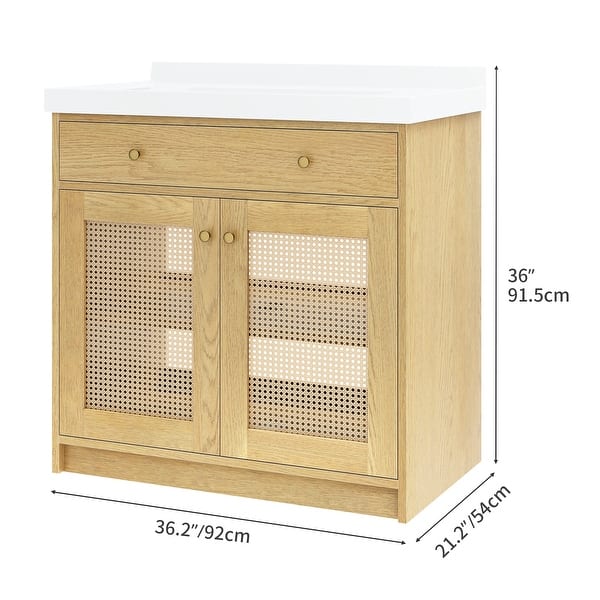 Moasis Modern Rattan Bathroom Vanity with Single Sink - Bed Bath ...